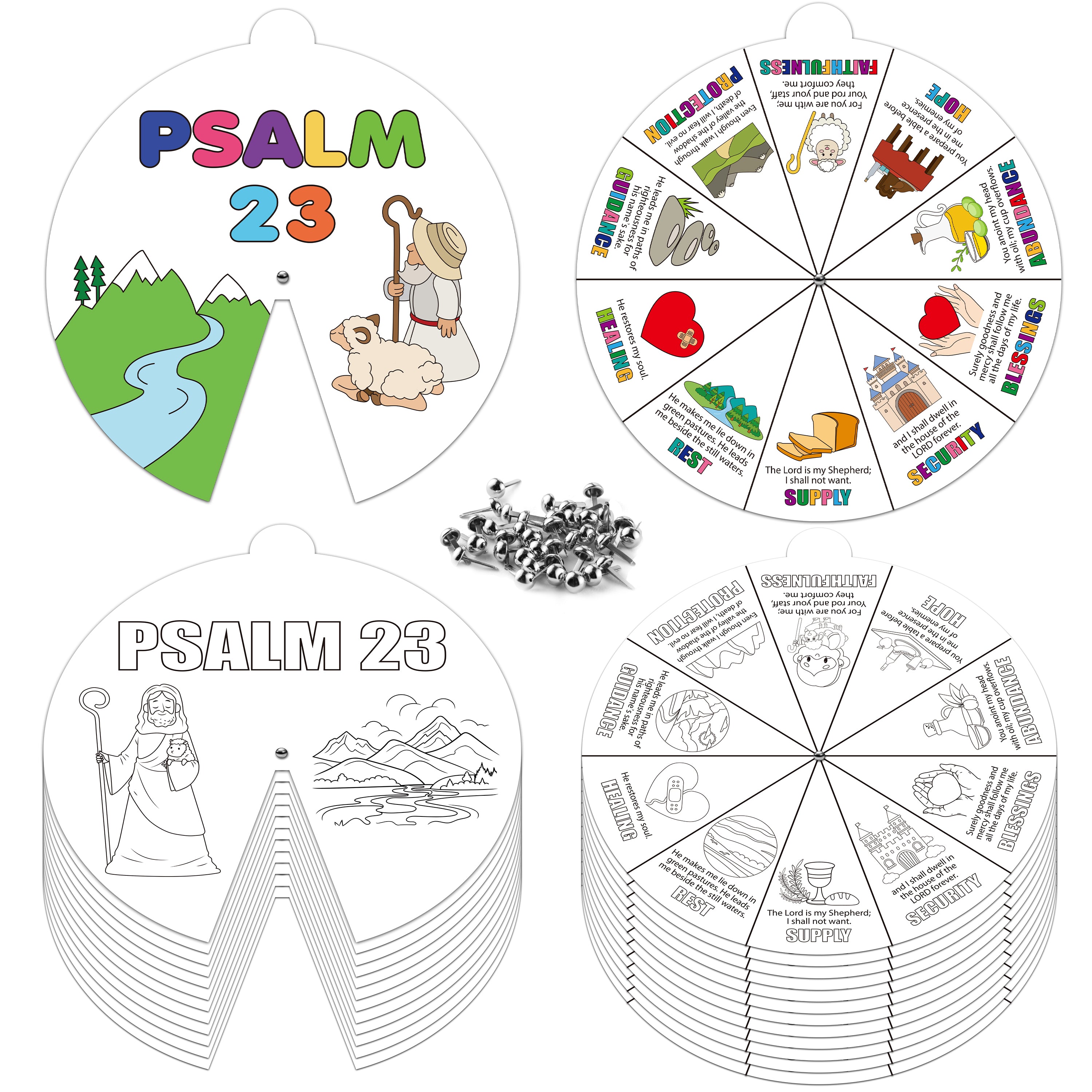 COcnny Psalm 23 Christian Coloring Craft - 24 Sets Color Your Own Reli